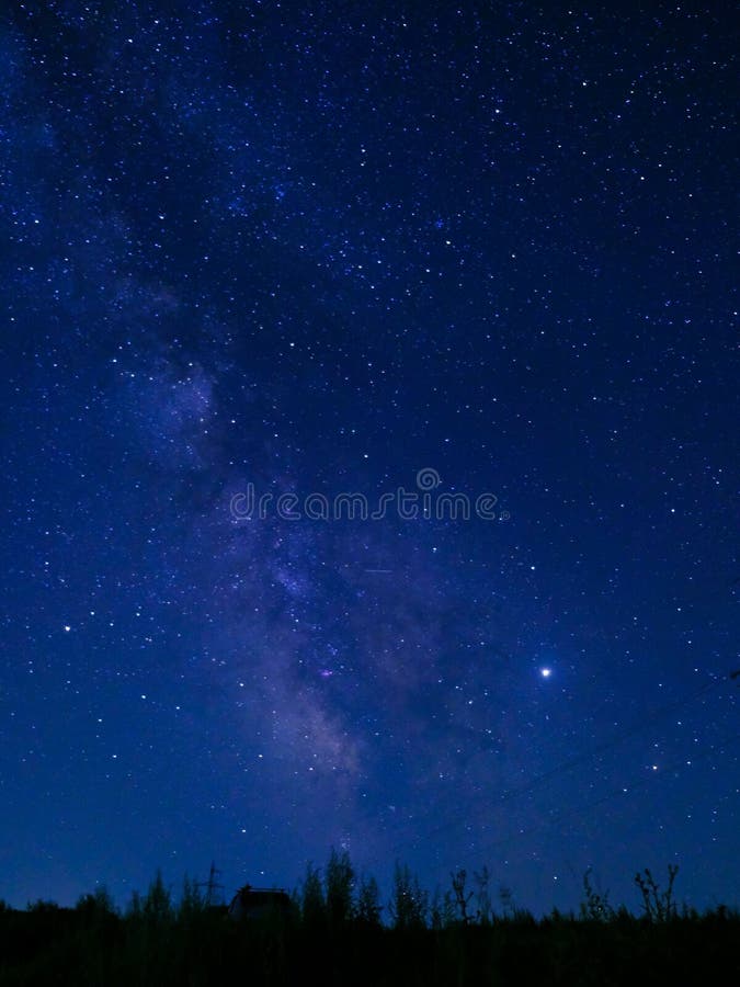 Blue Sky With Stars And Milky Way Stock Photo - Image of natural ...