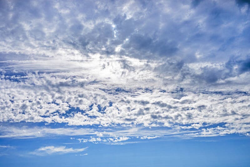 Blue Sky with Stormy and Wavy White Clouds before Rain. Stock Photo ...