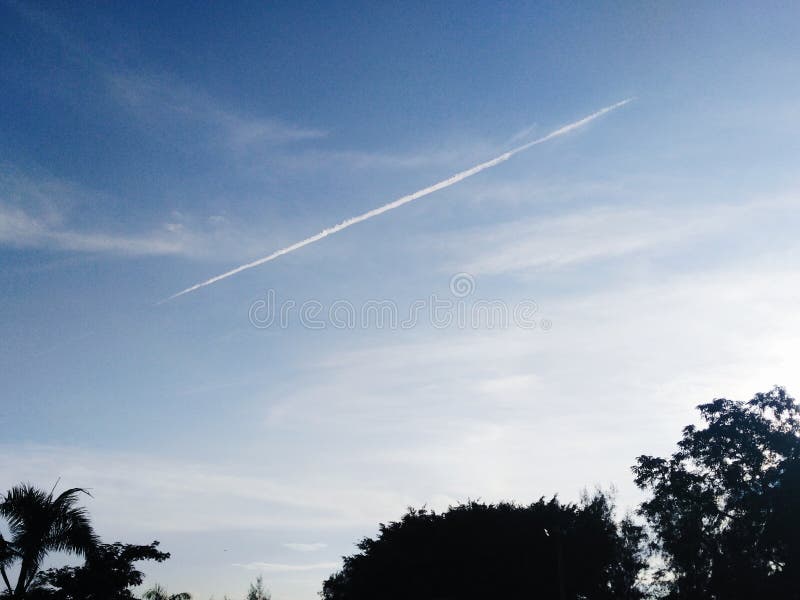 Blue Sky with Straight Cloud Stock Photo - Image of outdoor, linear ...