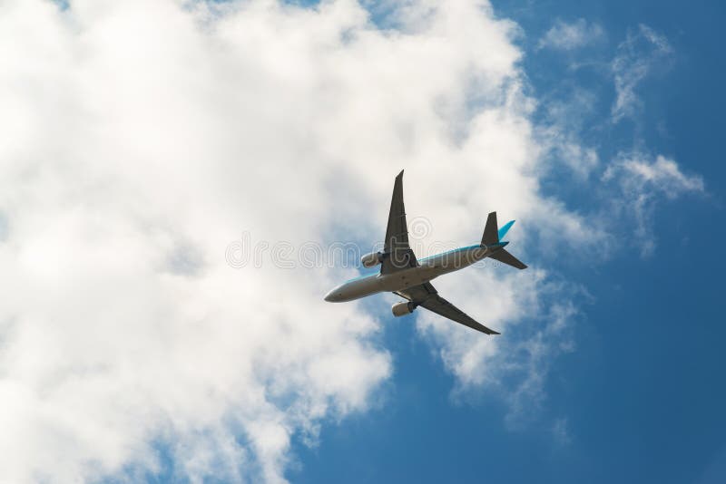 Blue Sky on Summer Day with Plane Stock Photo - Image of bright ...