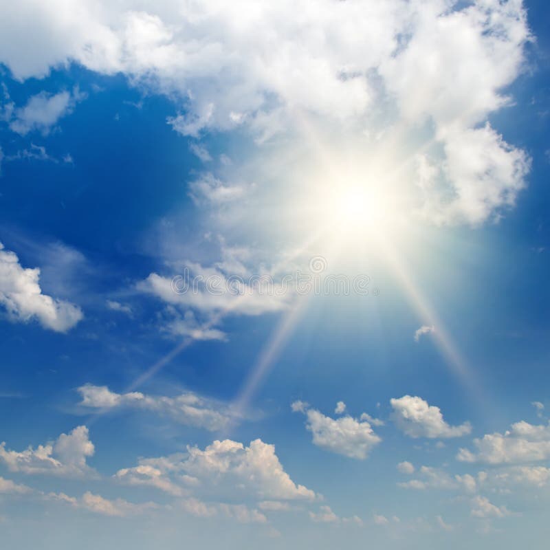 Blue Sky , Sun and Beautiful Clouds Stock Image - Image of beauty ...
