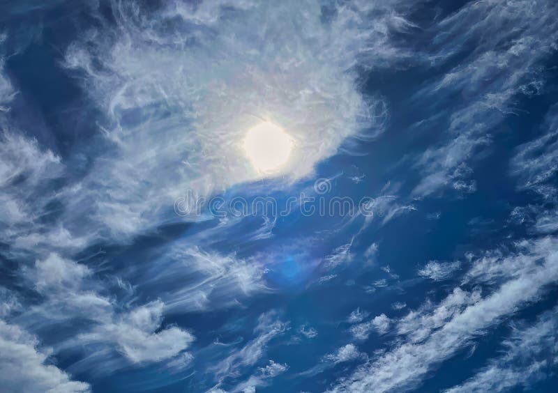 Blue Sky Cloud Formation and Sun Stock Image - Image of environmental ...
