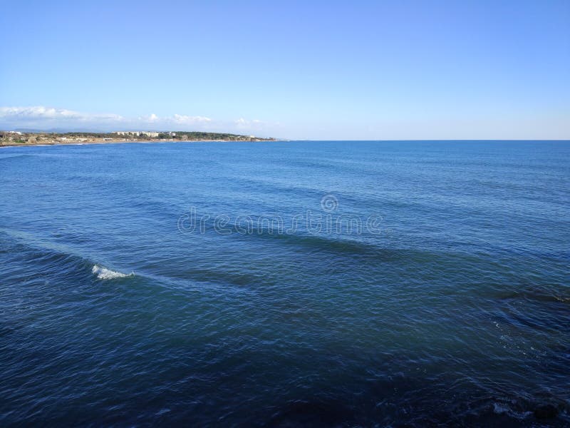 Blue Sky Sun Color Beach View in Antalya Side Stock Image - Image of ...