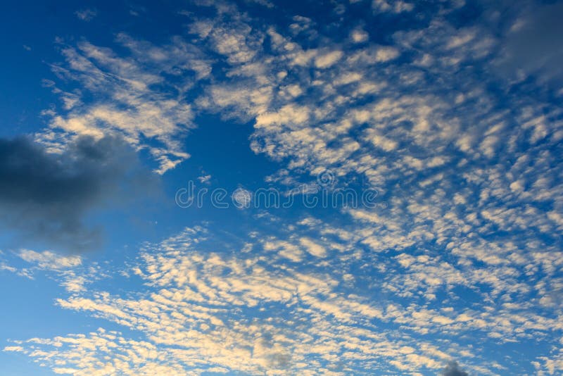 Blue Sky and Sun Light in Warm Color with White Cloud Background Stock ...