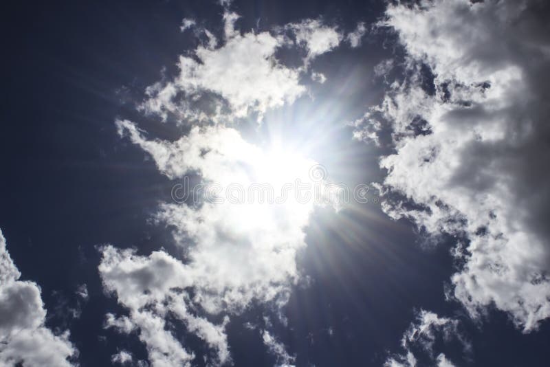 A Blue Sky with a Sunlight. Cloud in the Blue Sky with God Lights. a ...