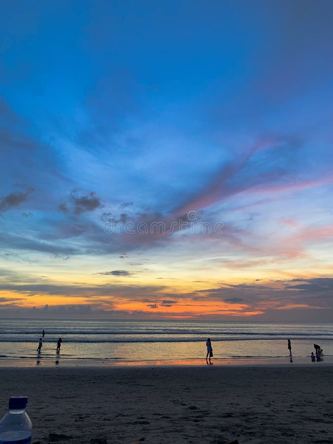 Blue Sky with the Sunset in the Beach Editorial Stock Image - Image of ...