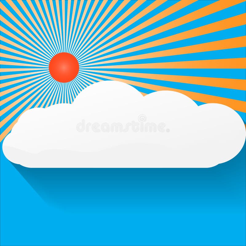 Blue Sky and Sunshine Background Big Bright Sunburst in Left Top Corner ...