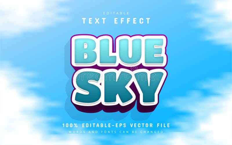 Blue Sky Text Effect Cartoon Style Stock Vector - Illustration of ...