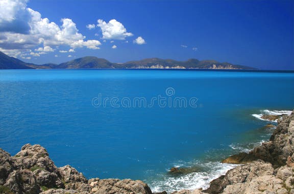 Blue sky turquoise sea stock photo. Image of cephalonia - 11288614