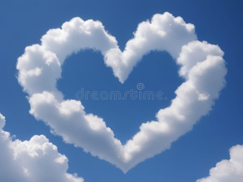 Blue Sky with Two Heart-shaped Clouds. Stock Photo - Image of cute ...
