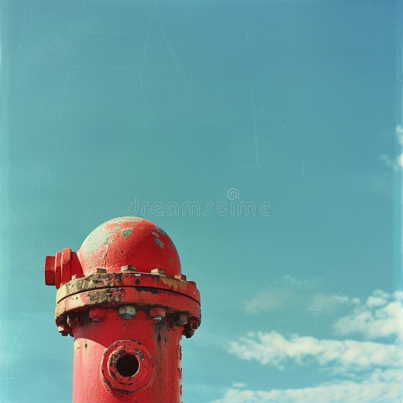 Blue Sky with a Vibrant Fire Hydrant, Perfect for Outdoor Decor Stock ...