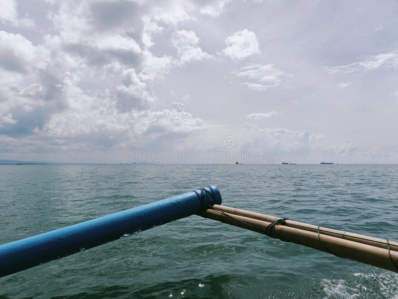 Blue Sky View from the Side of a Passenger Ship in the Deep Sea Stock ...