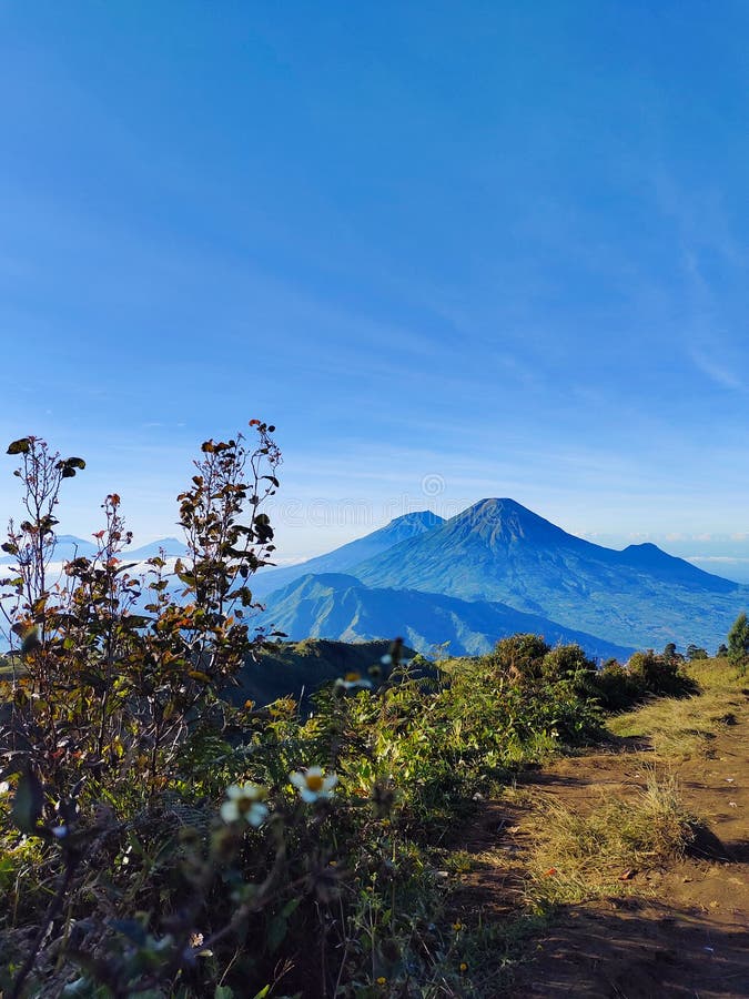 Blue Sky and View at the Top of the Mountain Stock Photo - Image of ...