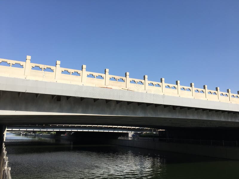 Blue Sky and White Bridge at a Corner of Beijing Stock Photo - Image of ...
