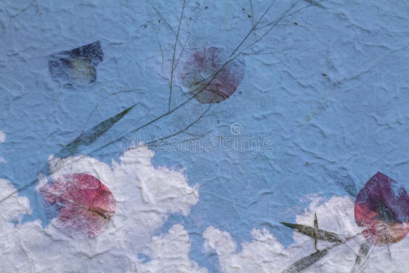 Blue Sky with White Cloud on Vintage Paper Texture Stock Image - Image ...