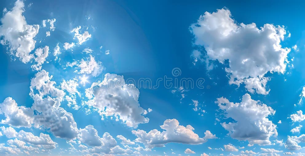Panoramic Blue Sky with White Clouds Stock Illustration - Illustration ...