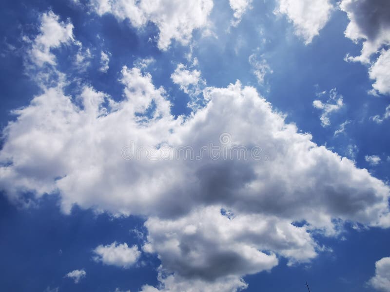 View of Blue Sky, White Clouds and Shady Trees in the Housing Complex ...