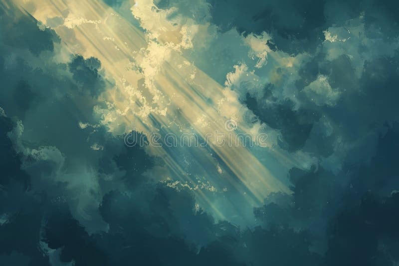 A Blue Sky with White Clouds is Illuminated by Sunbeams that Appear As ...