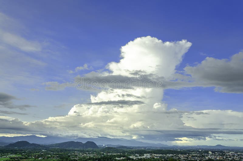 Blue Sky White Clouds and Mountains ,Cumulus ,Clouds of Vertical Development Stock Image - Image ...