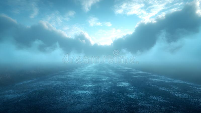 Blue Sky, White Clouds, Ocean Road Illustration Stock Illustration ...