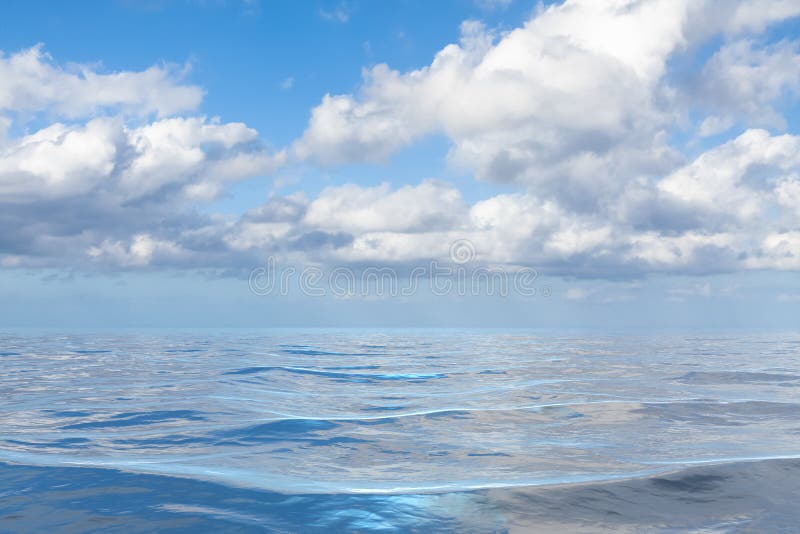 Thunderclouds and Rain Clouds Over the Sea Horizon and the Surface of ...