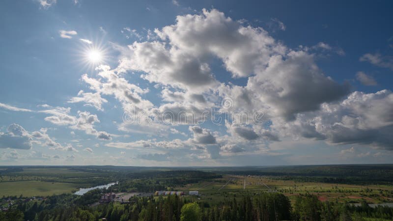 Blue Sky White Clouds. Puffy Fluffy White Clouds. Cumulus Cloud Cloudscape Timelapse. Summer ...