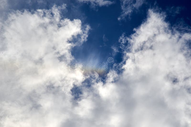 Blue Sky, White Clouds, Rainbow Bottom View, Summer Stock Image - Image ...