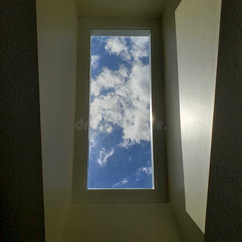 Blue Sky and White Clouds Seen through a Skylight Stock Photo - Image ...