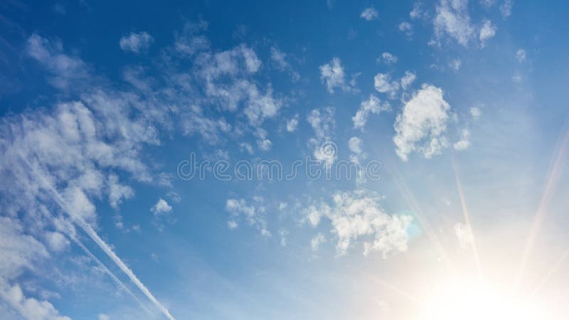 Blue Sky with White Clouds and Sun As Headers Stock Image - Image of ...