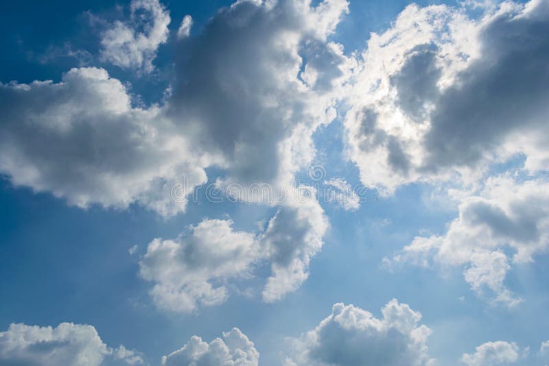 Blue Sky White Clouds. Sun Under the White Sky Stock Image - Image of ...