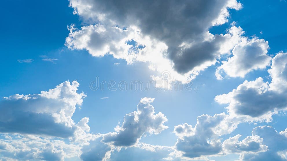 Blue Sky with White Clouds, Sunny Cloudy Sky Texture Background, Fluffy ...