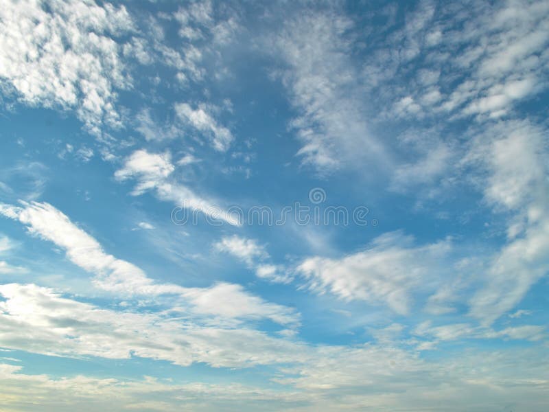 Blue Sky with White Clouds on a Sunny Morning, Gentle Sunlight and Calm ...