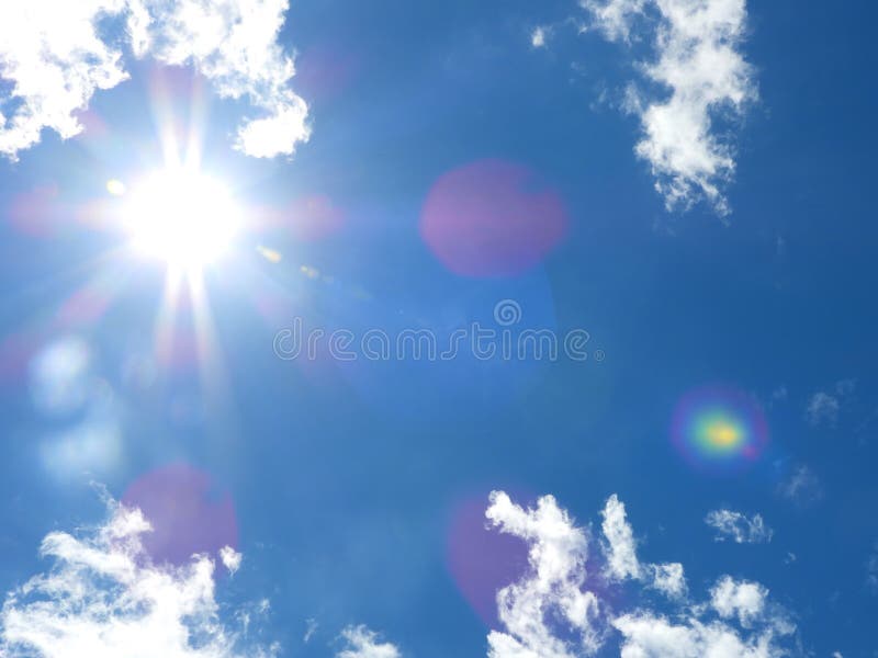 Blue Sky with White Clouds and Sunray, Wonderful Sky in the Sunny Day ...