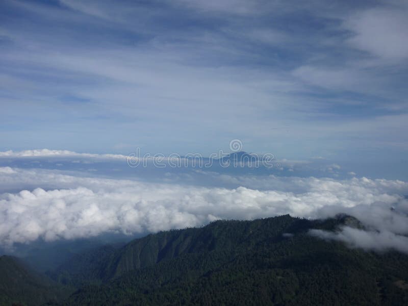 Blue Sky and White Clouds at the Top of Mount Semeru Stock Image ...