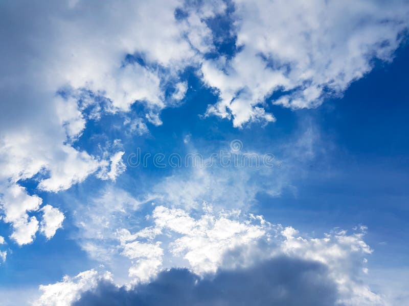 Blue Sky with White Clouds Vivid Color Cloudscape Stock Photo - Image ...