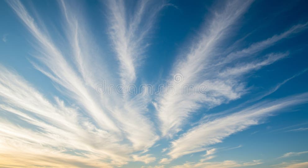 Blue Sky with White Feathery Clouds Stock Illustration - Illustration of heavenly, design: 379998718