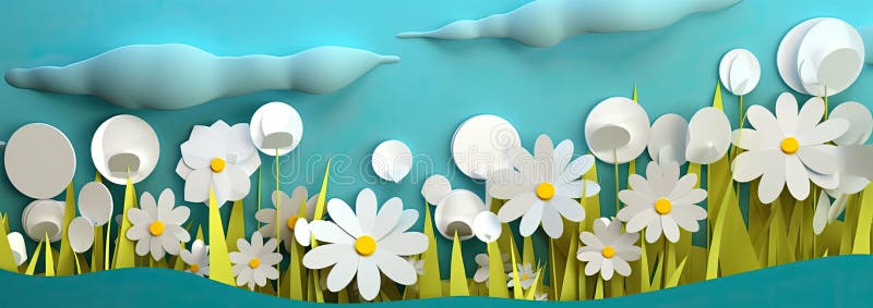 Blue Sky, White Flowers and Clouds Depicting a Scene of Spring ...