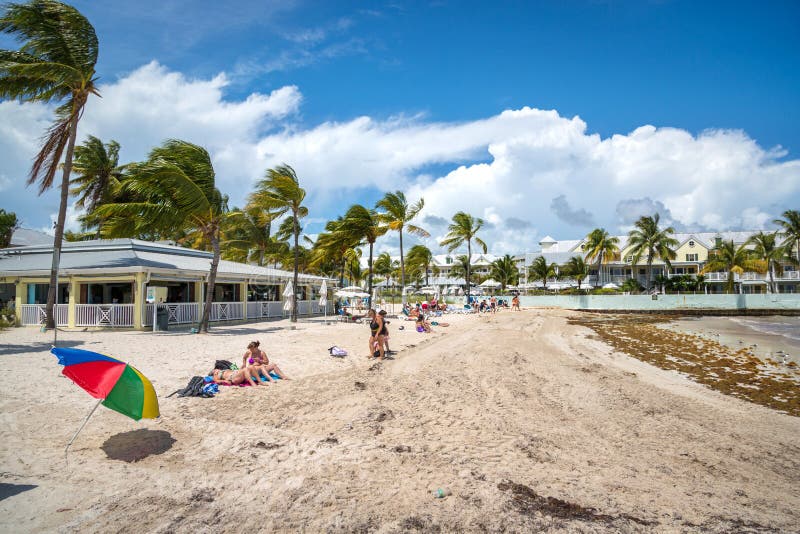 Blue Sky with White Sand and Palm Beach in Key West Editorial Stock ...
