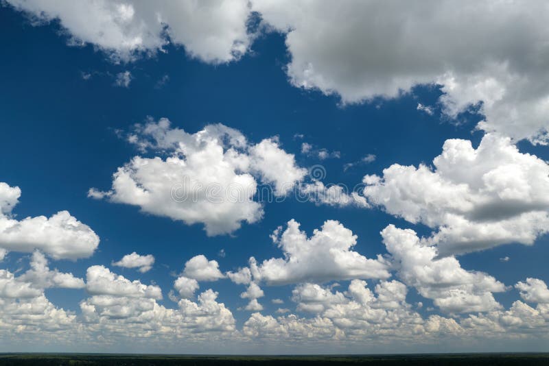 Blue Sky with White Summer Rain Clouds. Colorful Summer Landscape Stock ...