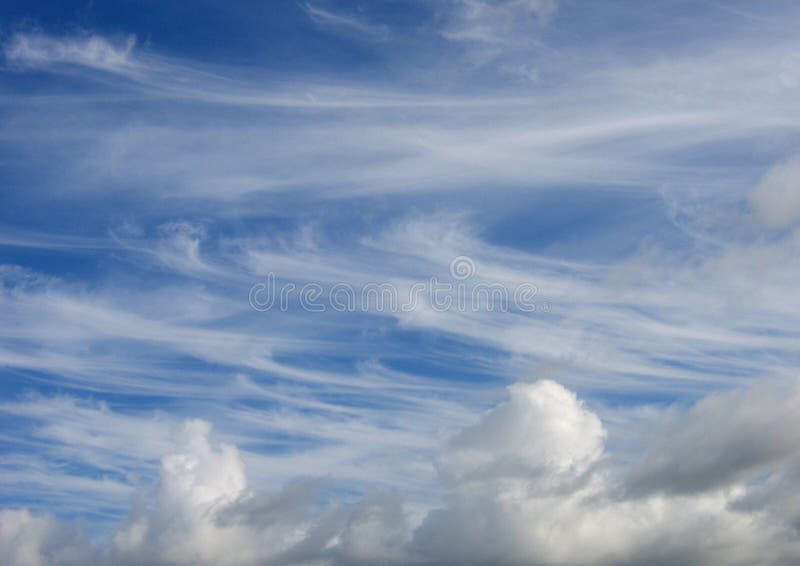 Blue sky with wispy clouds stock photo. Image of horizon - 274026170