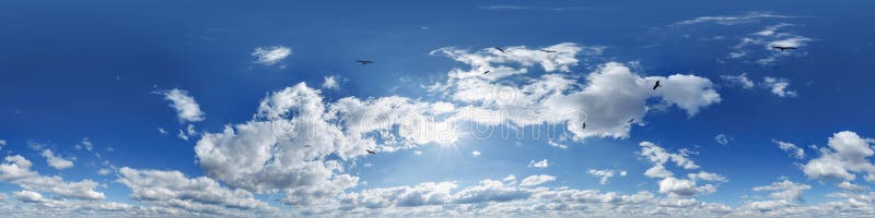 Blue Skydome with Flock of Birds in 360 Hdri Panorama in ...