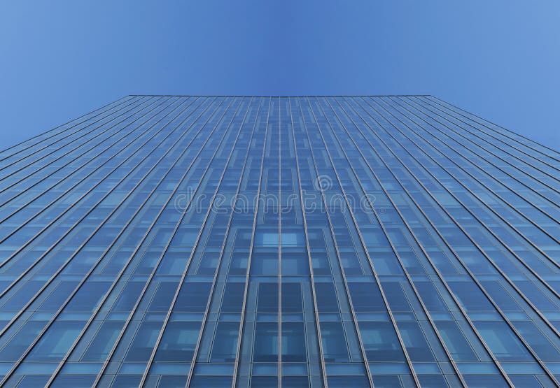 Blue Skyscraper Facade on Blue Sky Background Stock Photo - Image of ...