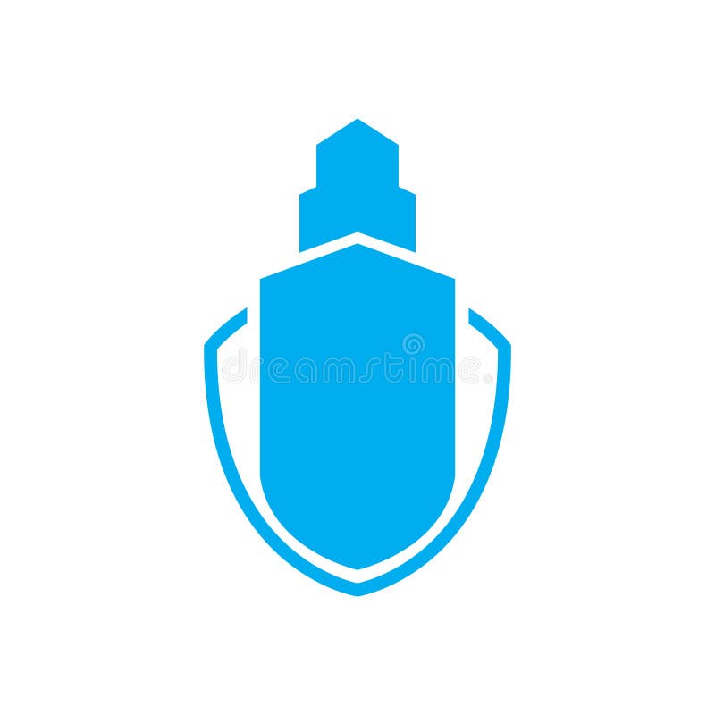 Blue Skyscraper with Shield Logo Design Vector Graphic Symbol Icon ...