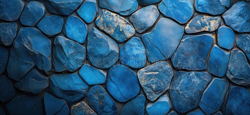 Blue Slate Stone Wall Texture with Varied Shapes and Shades for Design ...