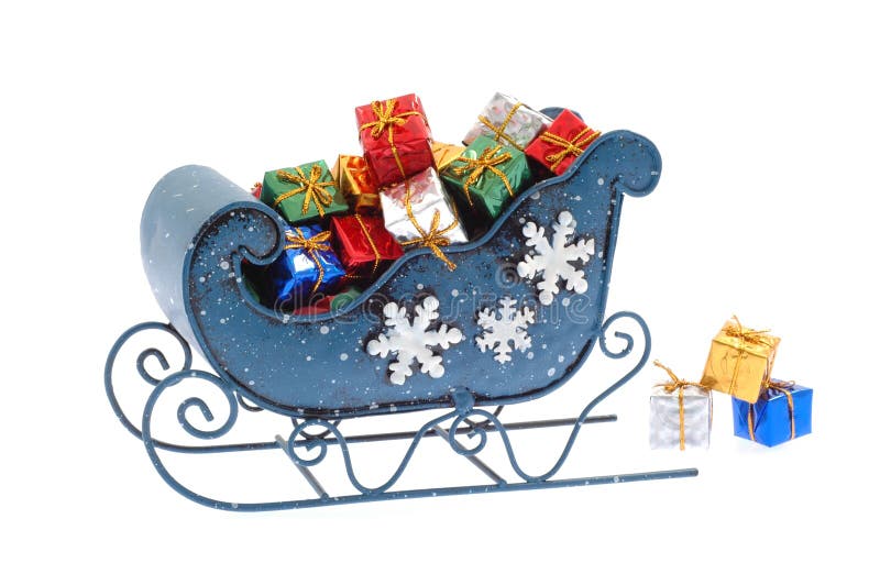 Blue Sleigh stock photo. Image of seasonal, sleigh, packages - 3571988