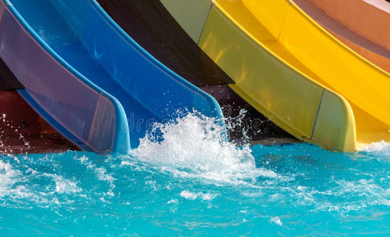 Blue Slide in the Pool of the Water Park Stock Image - Image of ...