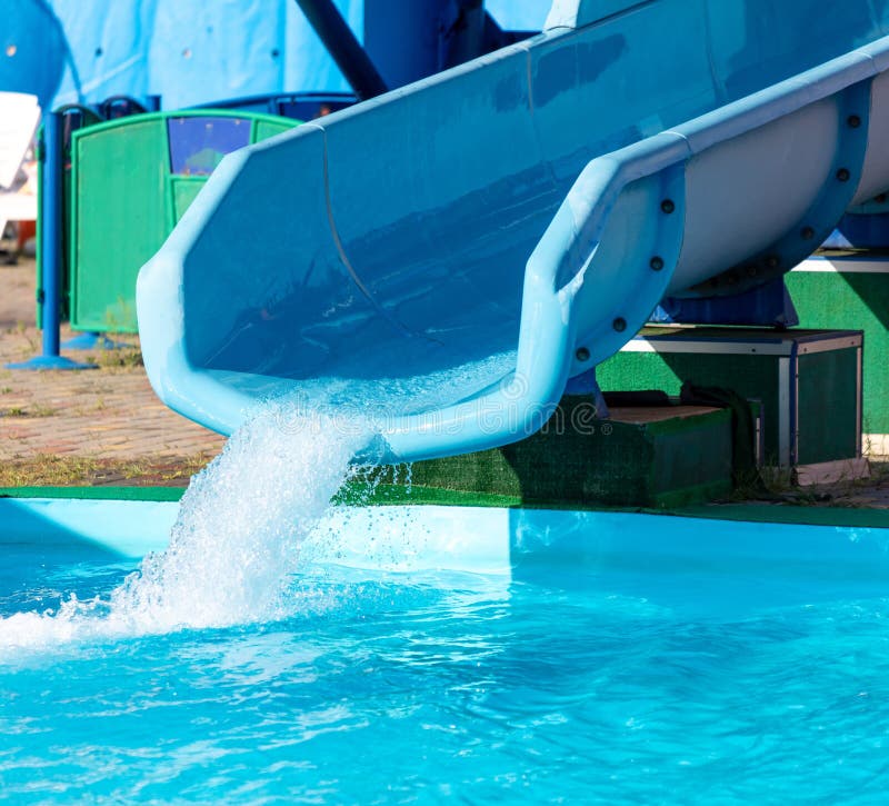 Blue Slide in the Pool of the Water Park Stock Image - Image of ...