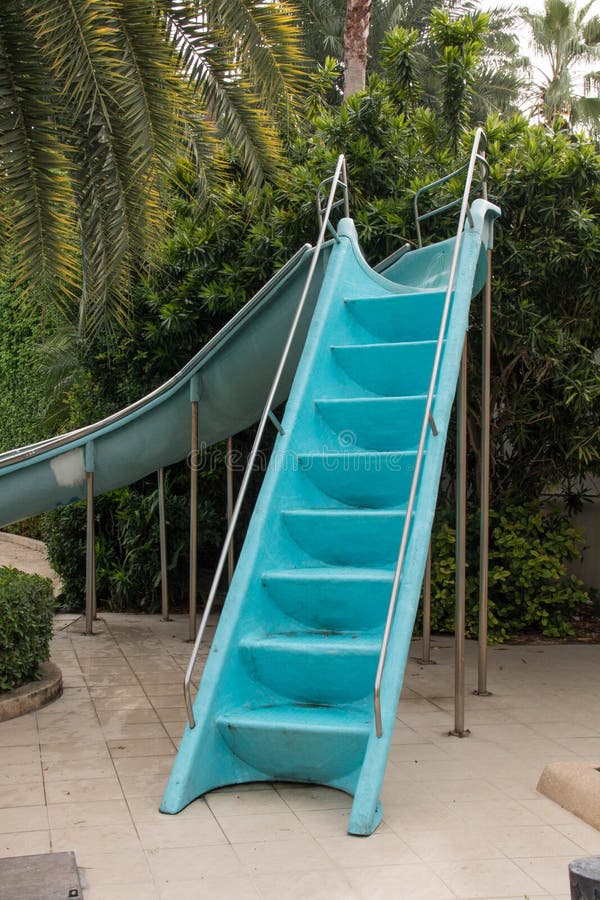 Blue slider stock image. Image of pool, summer, happy - 34537371