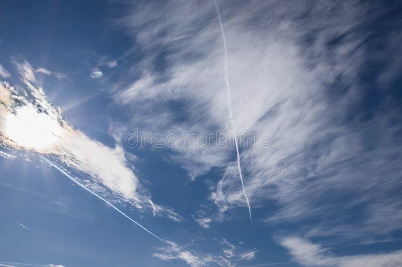 A Blue, Slightly Cloudy Sky. Stock Photo - Image of clouds, shine ...