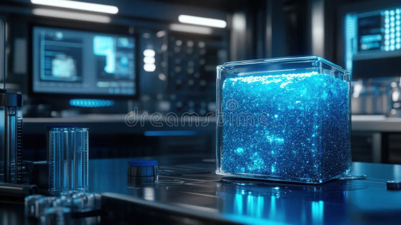Blue Slime Box with Sparkling Details on Lab Table, Surrounded by ...